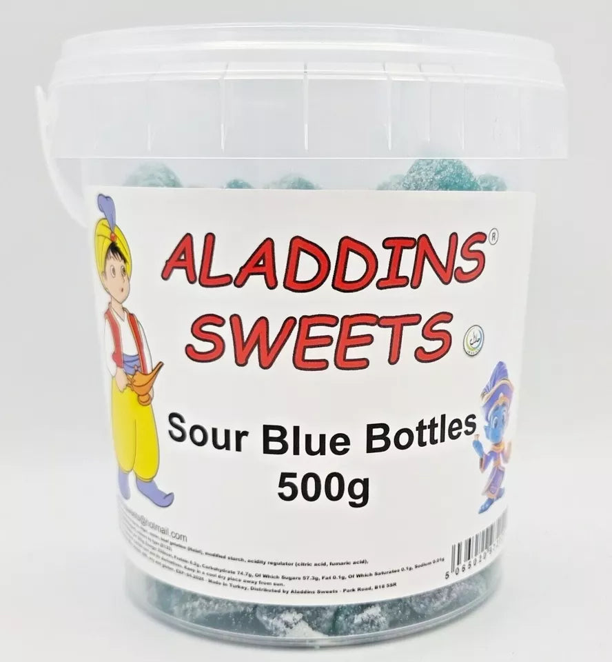 500g Sour Blue Bottles Jellies, Halal Aladdins Sweets Tub – aladdinssweets