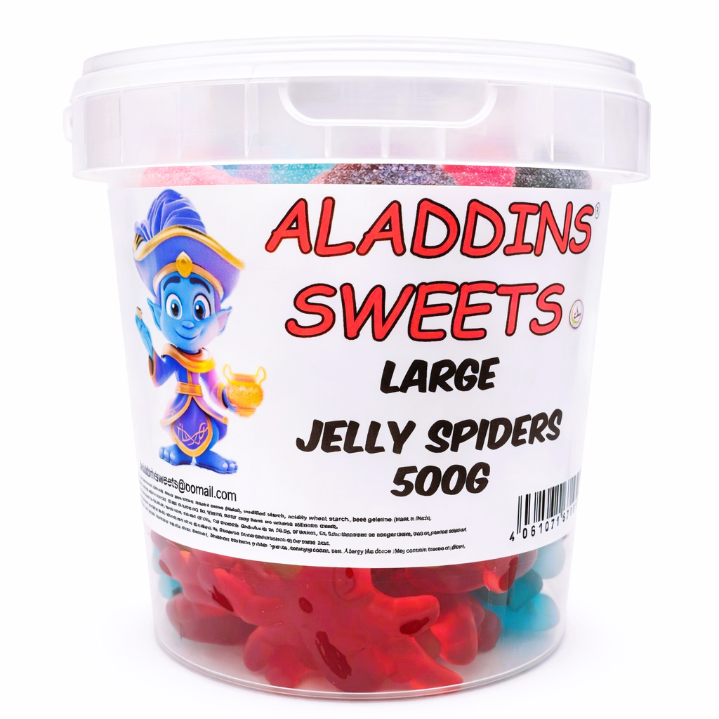 Jelly Large Spiders - Halal 500g – 1kg - Aladdins Sweets - Bulk Buy Je